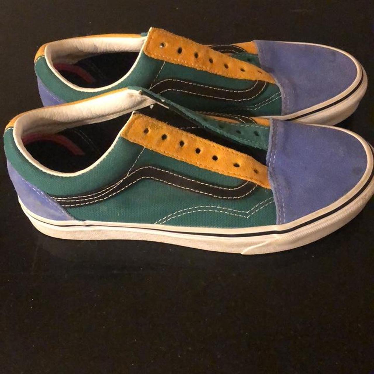 Vans Old Skool Color Block Suede Blue Yellow Green... - Depop