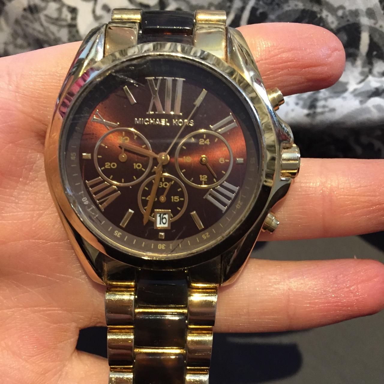 Michael kors tortoise shell gold watch with minor... - Depop
