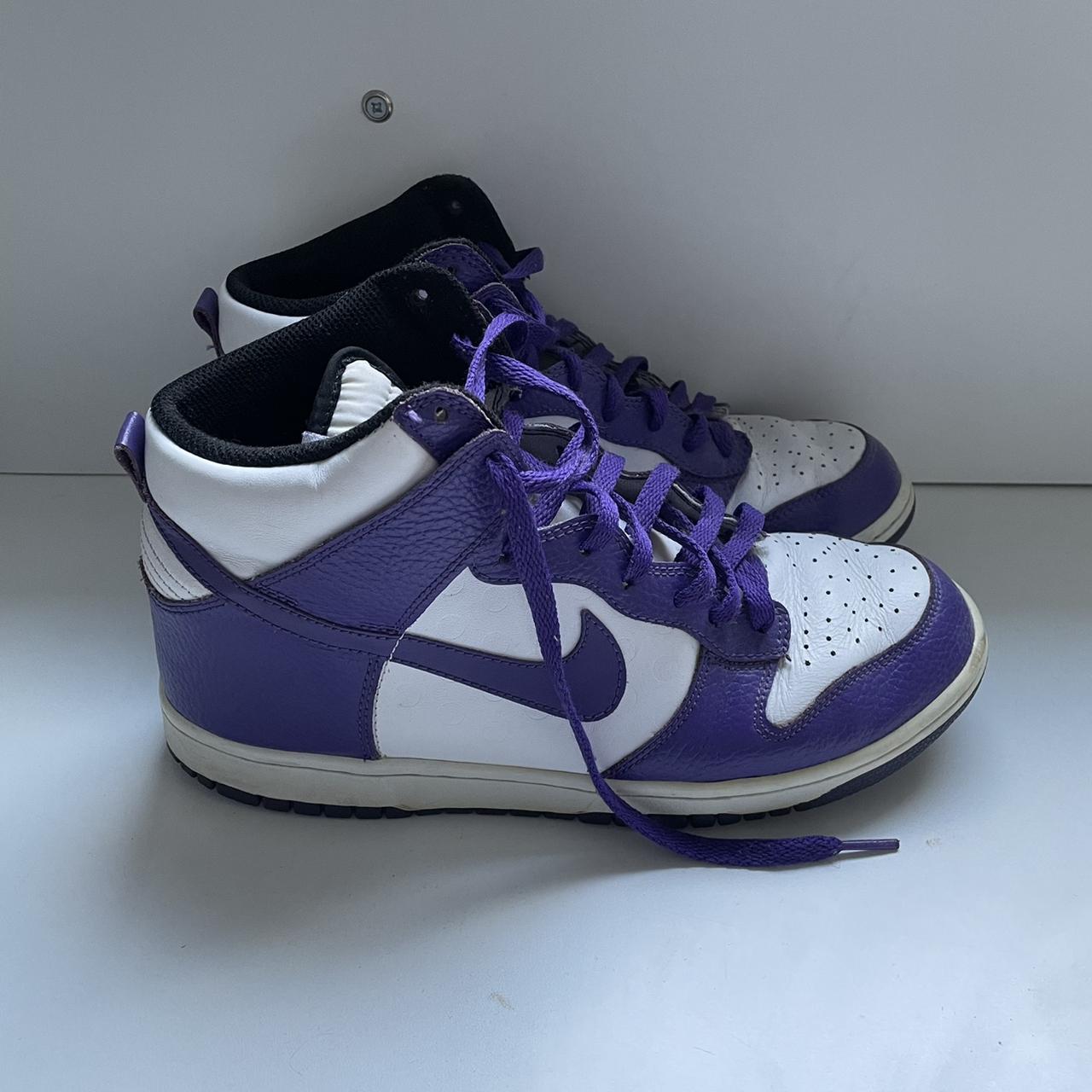 Nike dunk high in purple colour way Size 8 Good... - Depop