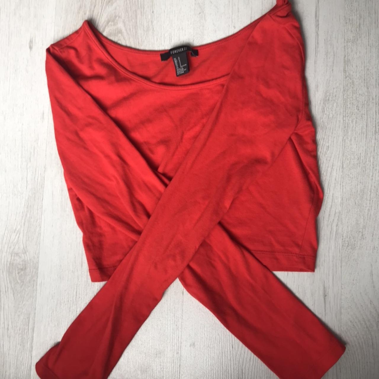Red Crop Top Forever 21 Size S Long Sleeves Depop
