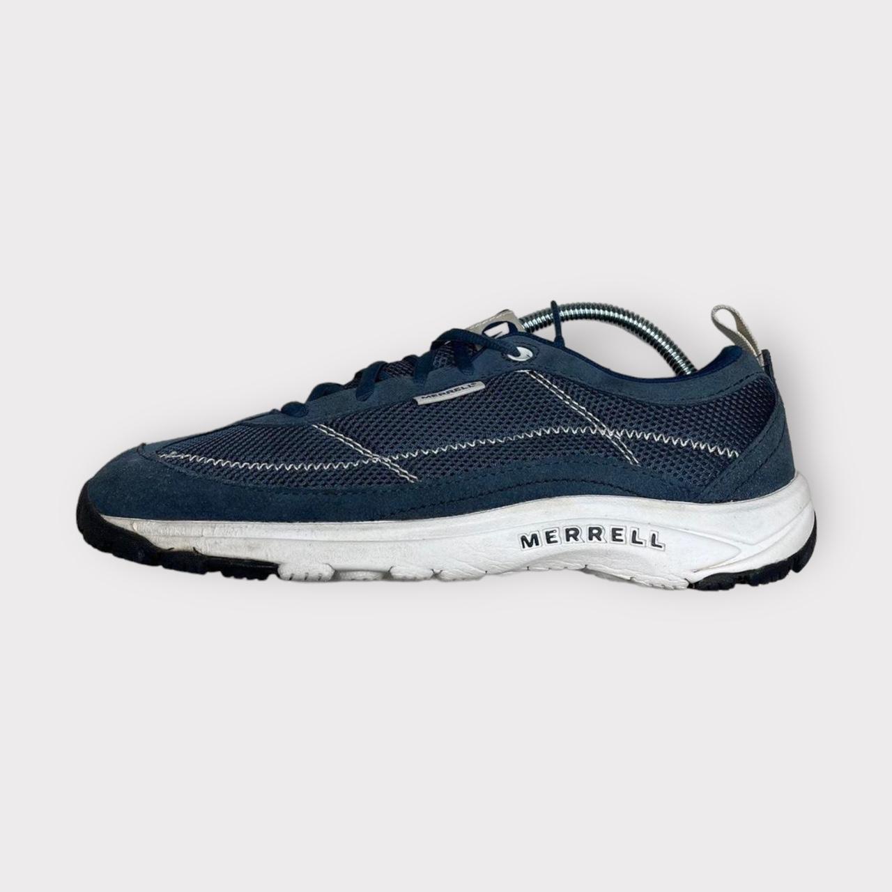 Merrell Women's Blue and White Trainers | Depop