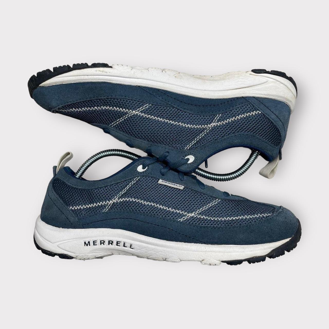 Merrell Women's Blue and White Trainers | Depop
