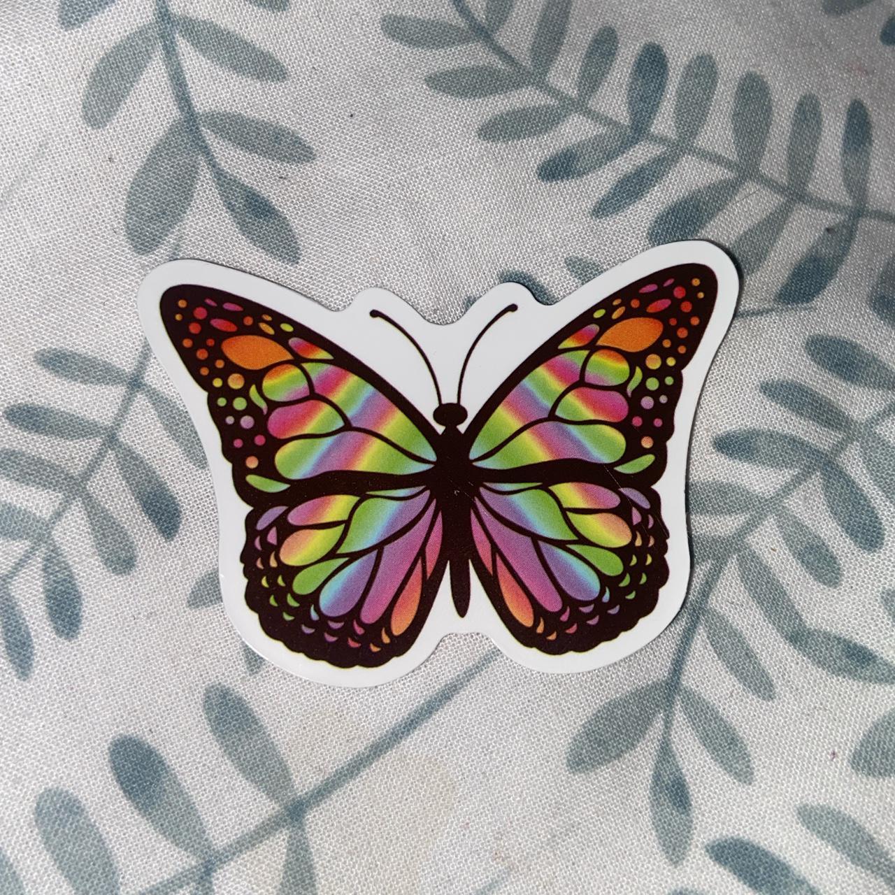 Rainbow butterfly vinyl sticker 🦋 perfect for... - Depop