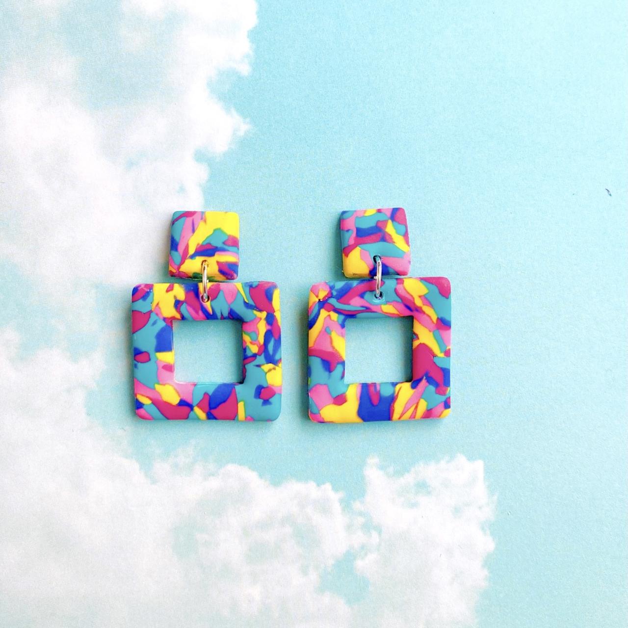 Chunky Color Pop Squares Handmade with polymer... | Depop