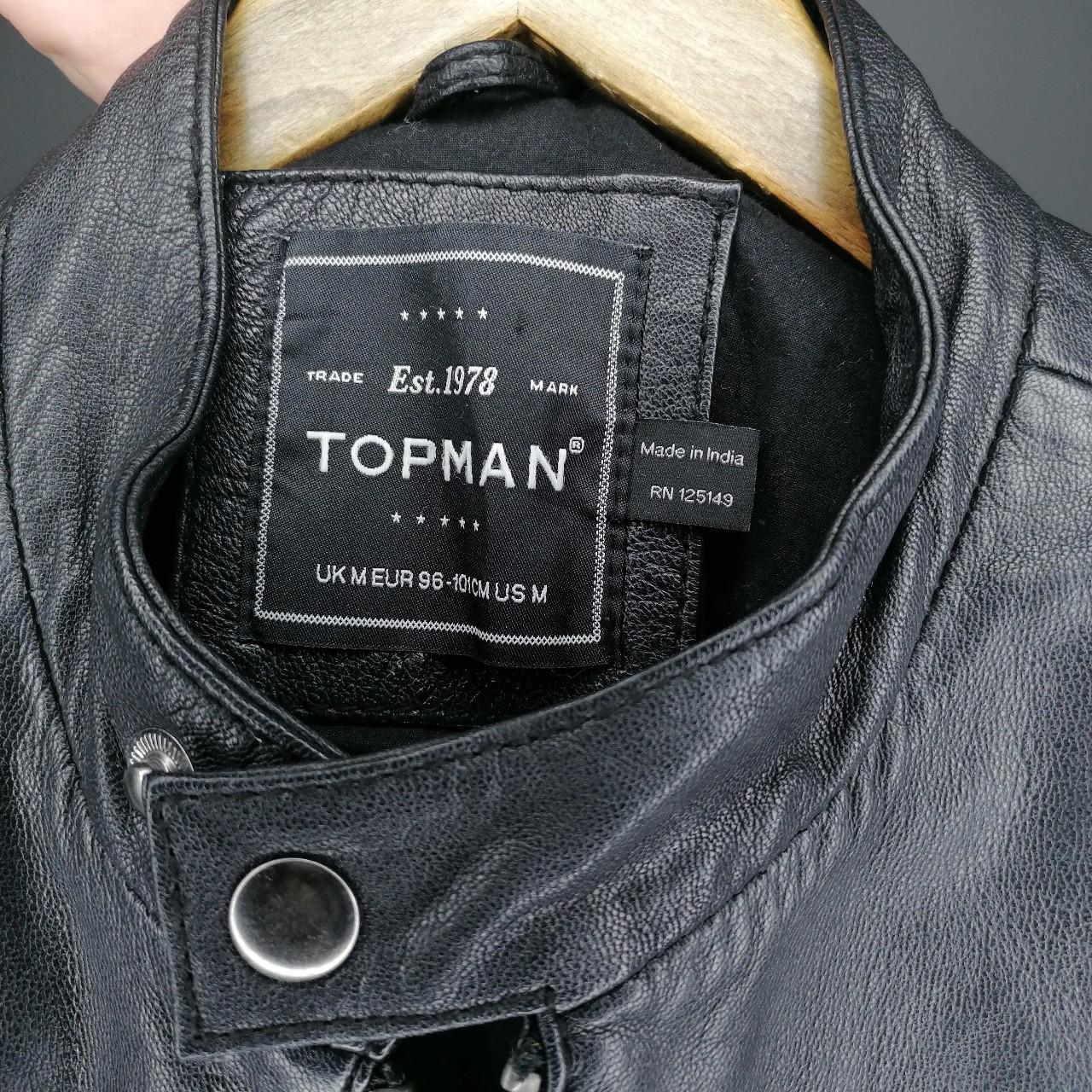Topman Mens leather jacket 100% genuine Rrp... - Depop