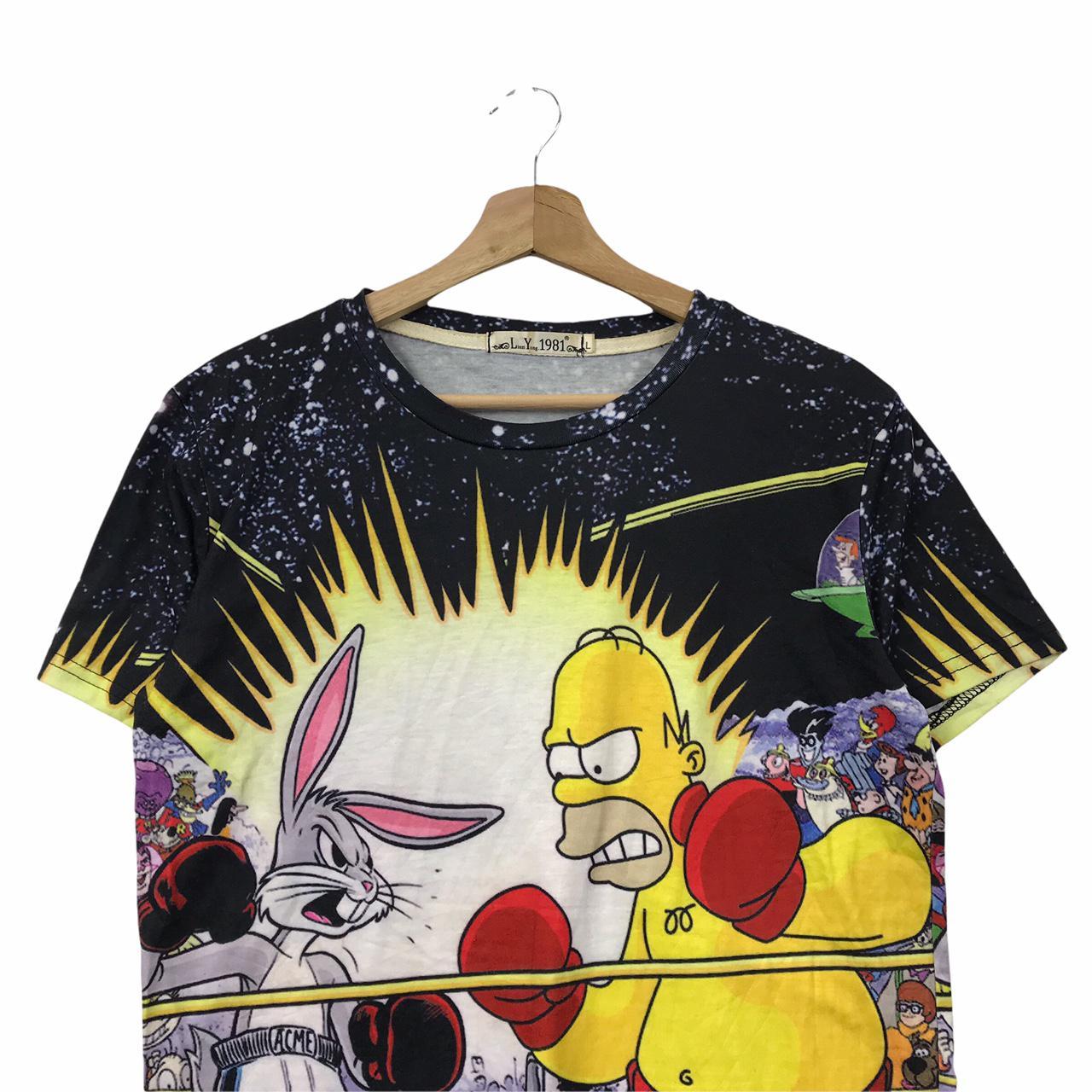 Vtg BUGS BUNNY x Homer SIMPSONS Cartoon Full Print... - Depop