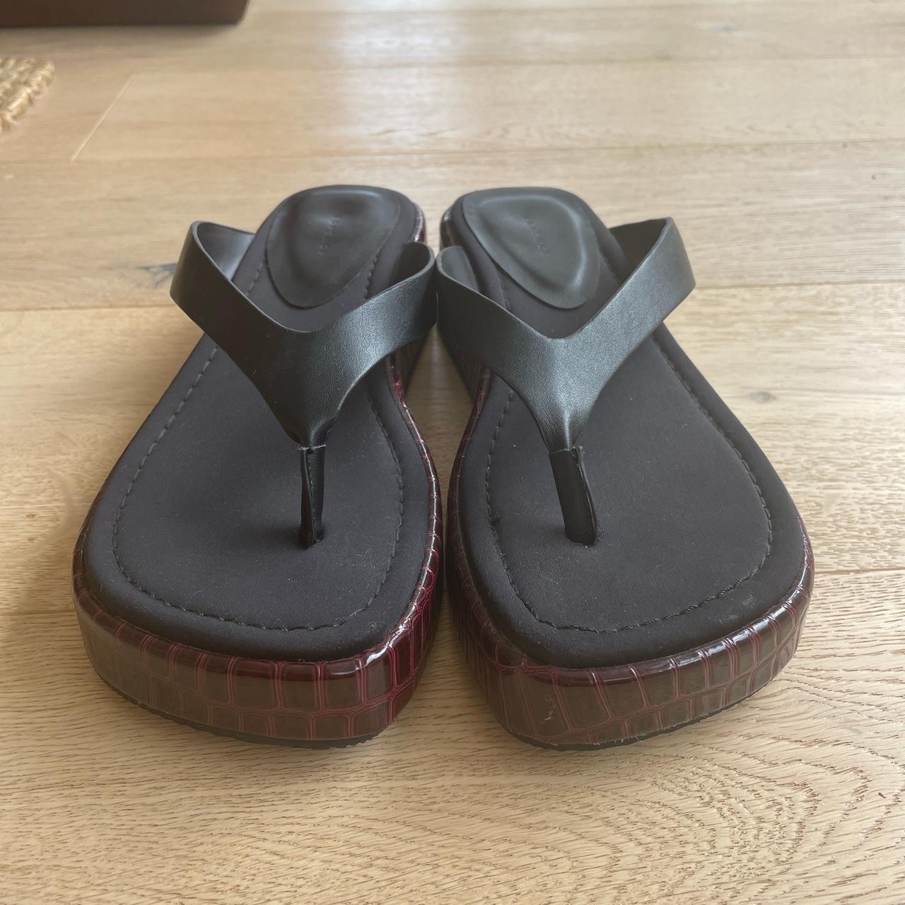 Topshop platform thongs Size 8 Black with red croc... - Depop
