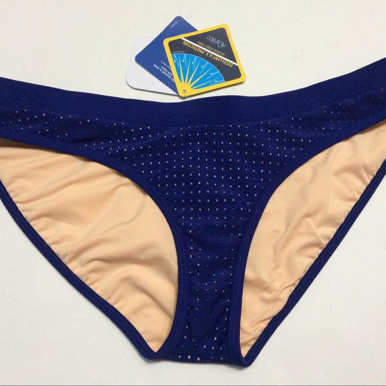 Fabletics Women's Navy and Blue Bikini-and-tankini-bottoms | Depop