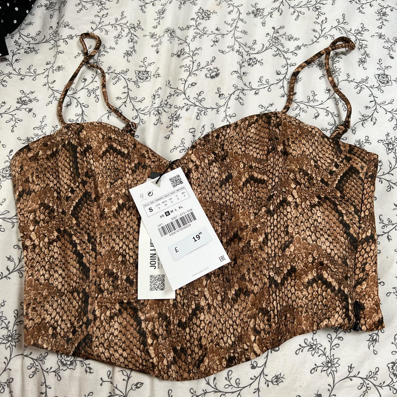 Zara printed snake corset style crop top. Brand new... - Depop