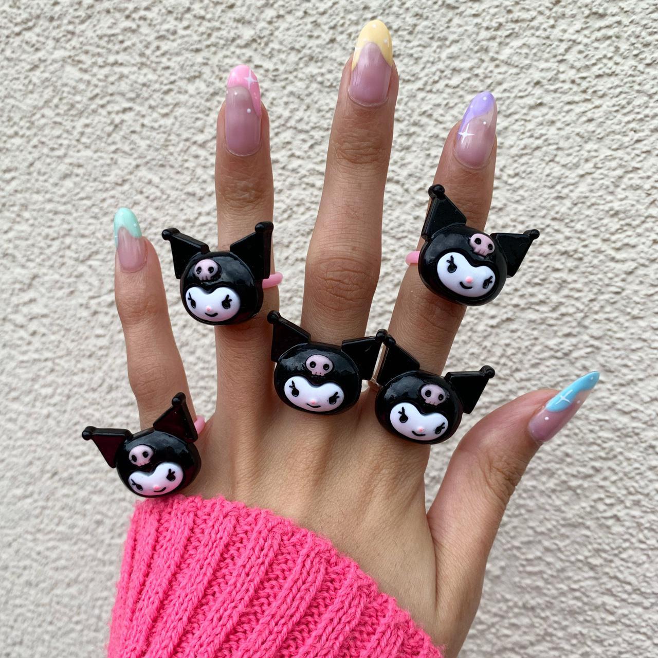 Kuromi rings 💗💗 Available with a pink midi ring... - Depop