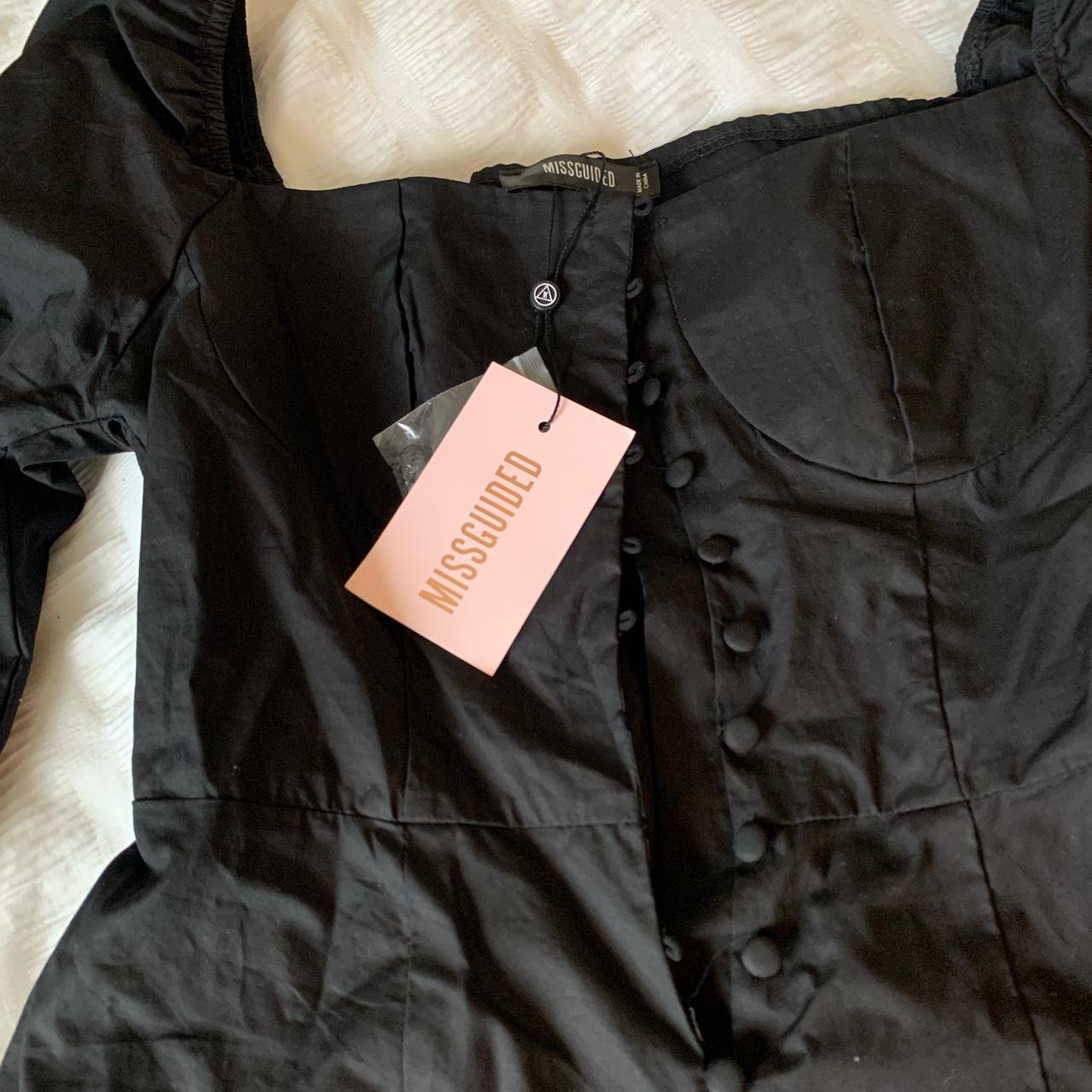 Missguided black corset cupped playsuit Puff sleeve... - Depop