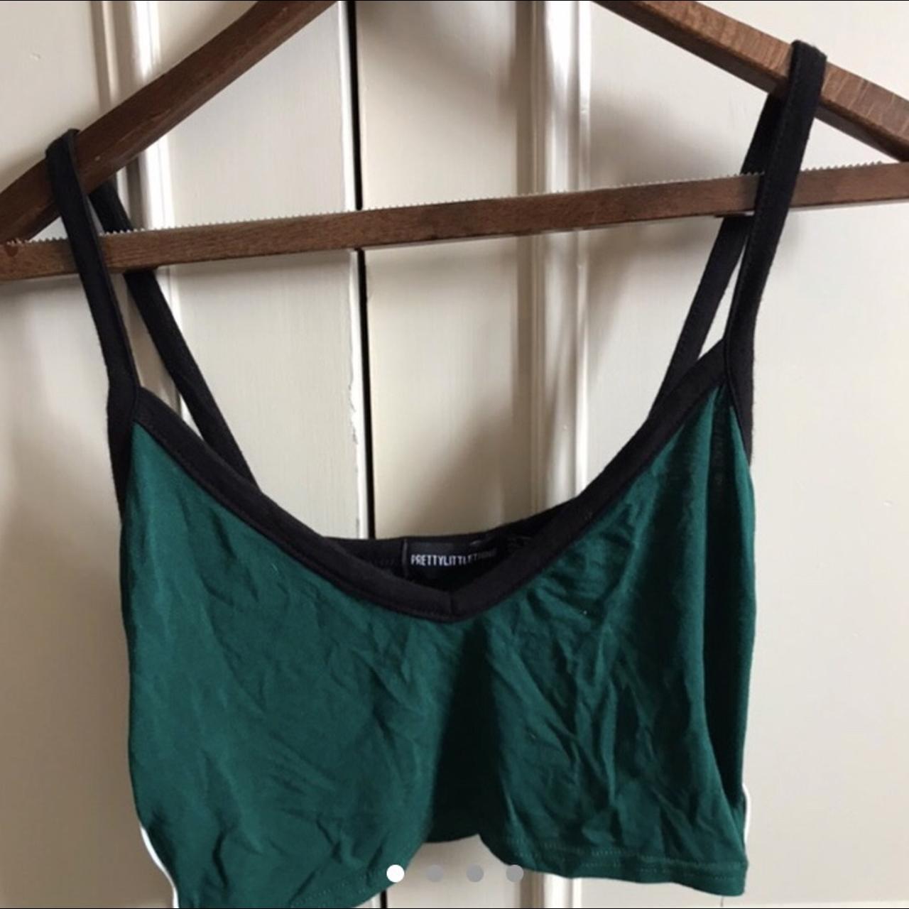 Green with white strips crop top from pretty little... - Depop