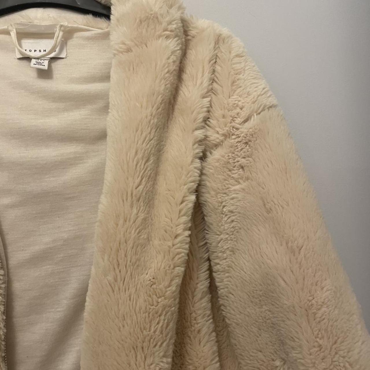 Cream fluffy hoodie jacket Barely worn good... - Depop
