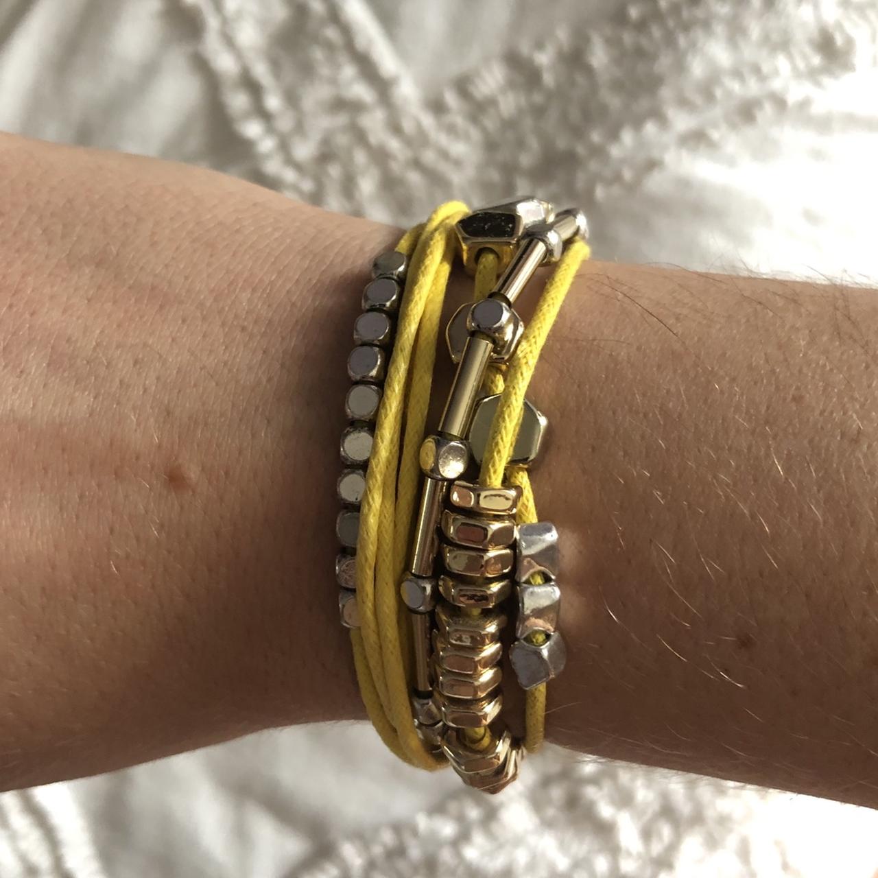 Kenneth Cole yellow Mixed Bead Multi Row Cord... - Depop