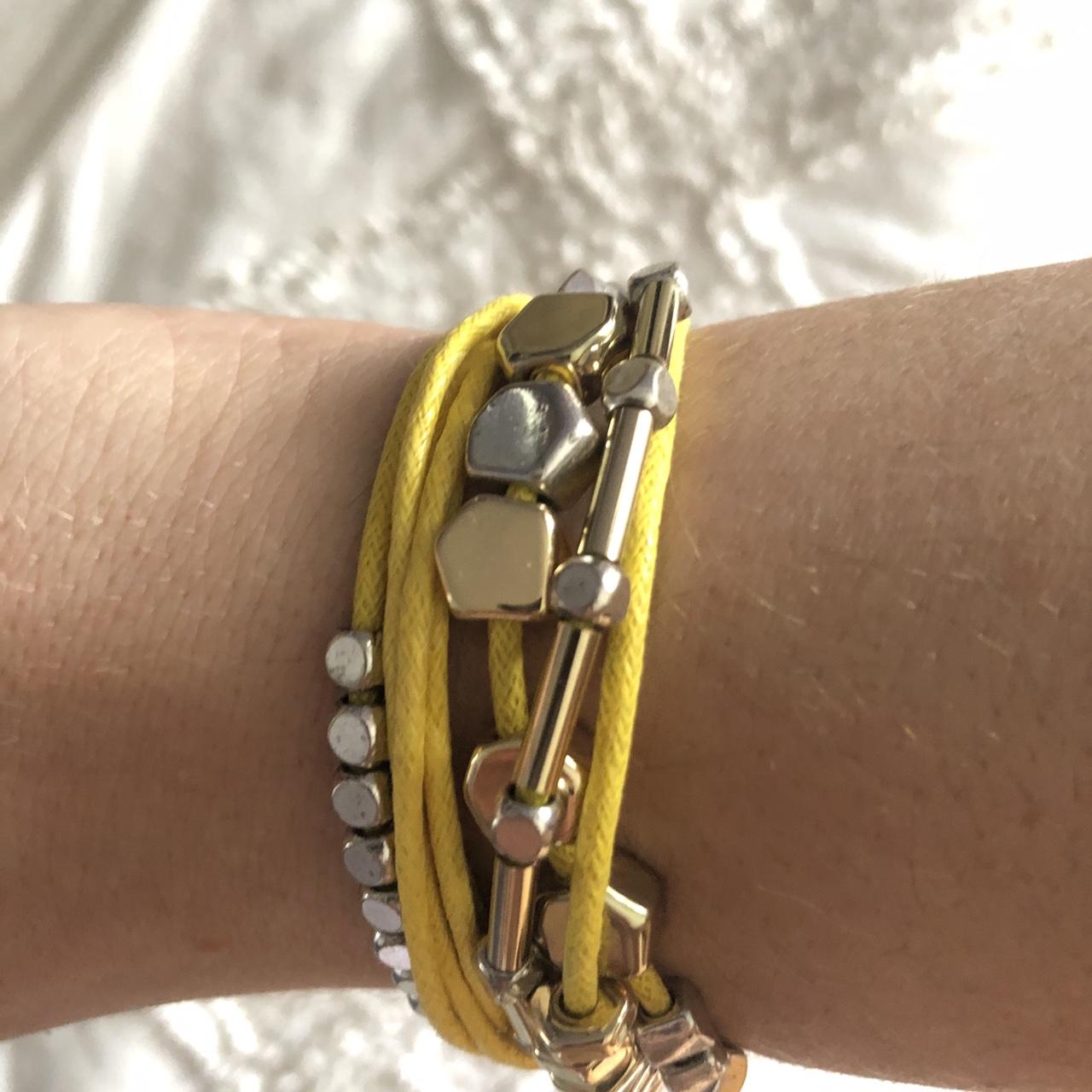 Kenneth Cole yellow Mixed Bead Multi Row Cord... - Depop