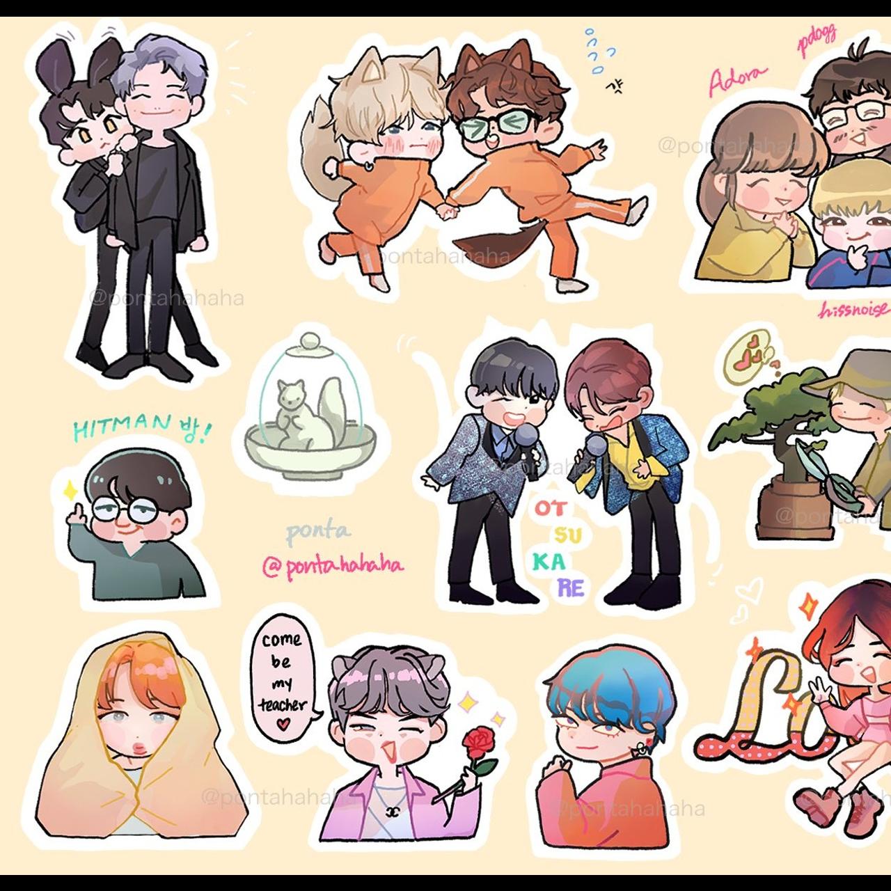 BTS STICKER SET SHIPPING INCLUDED IN PRICE. STAMPED... - Depop