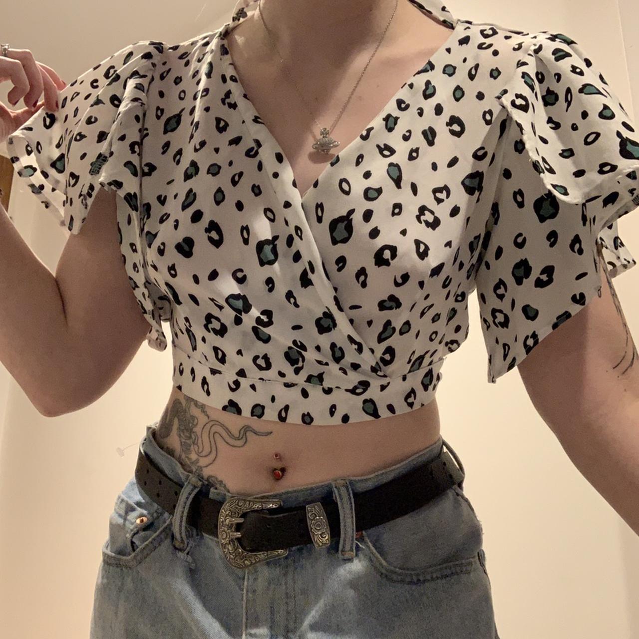 super cute cropped cheetah print crop top! worn a... - Depop