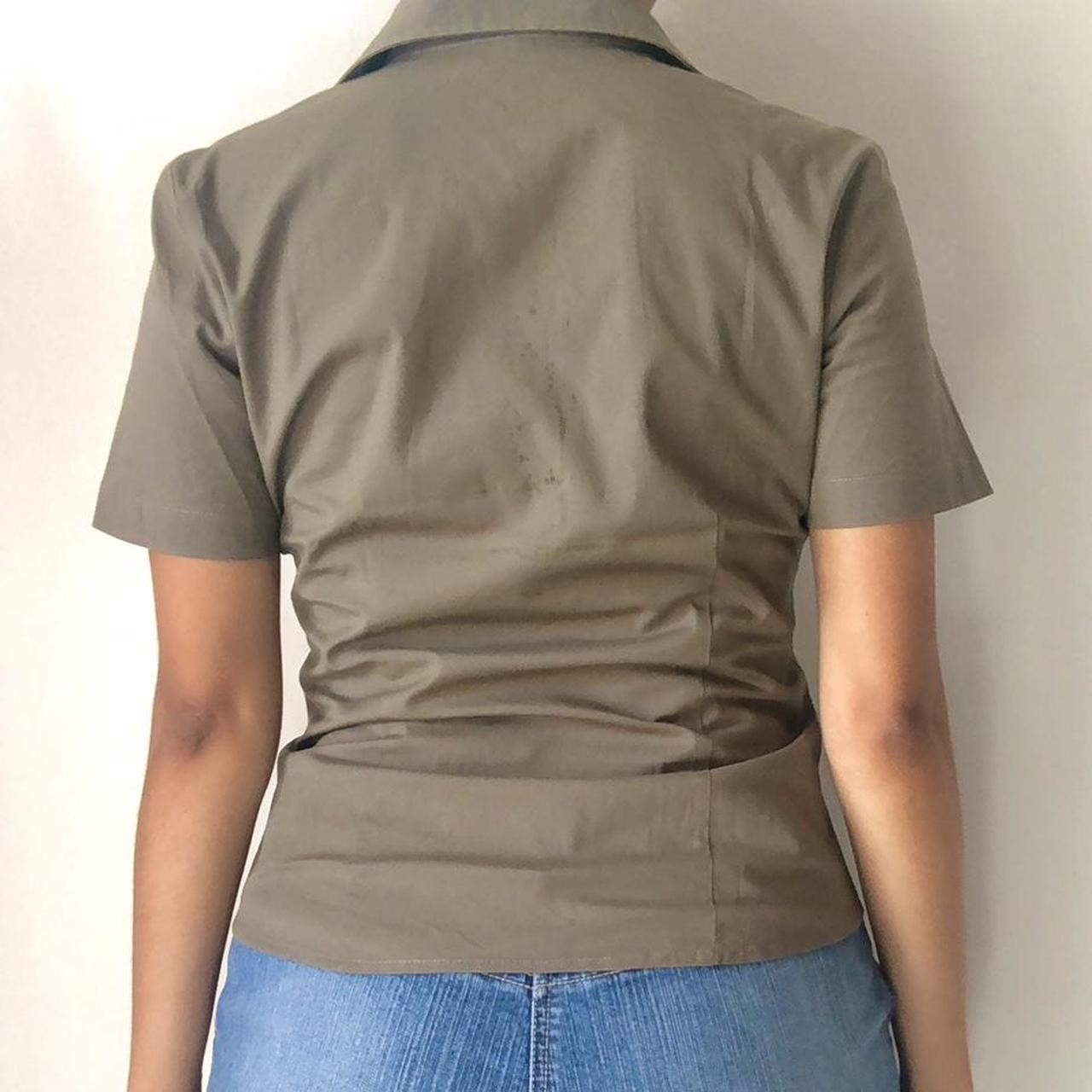 amazing vintage 90a khaki blouse S -... - Depop