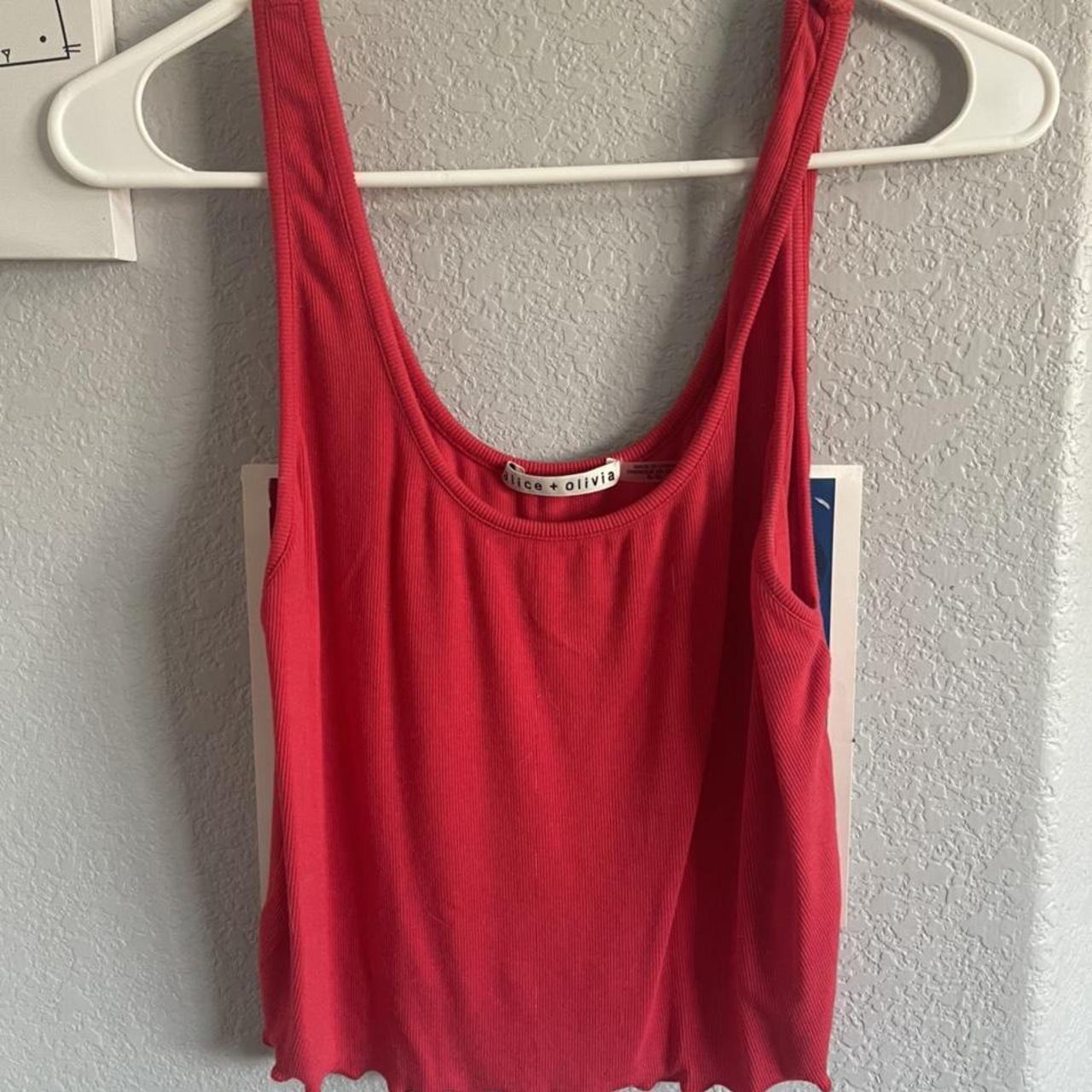 Alice and Olivia ribbed red tank Never... - Depop