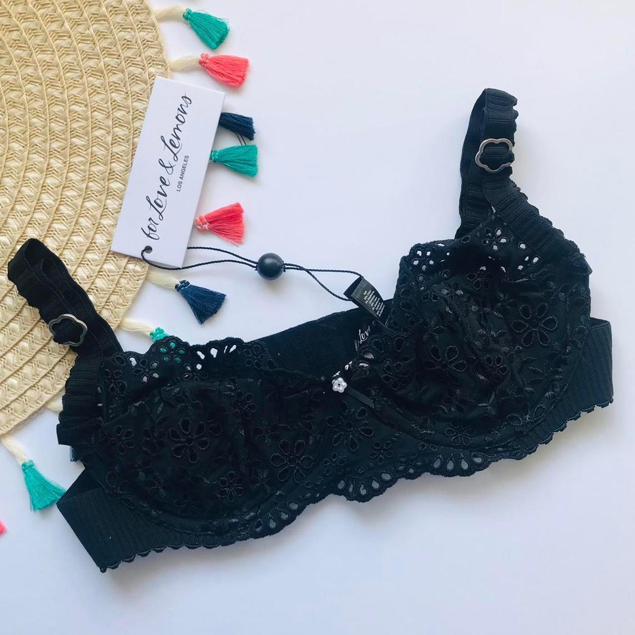 For Love And Lemons Sophie Eyelet Scoop Bra Black... - Depop