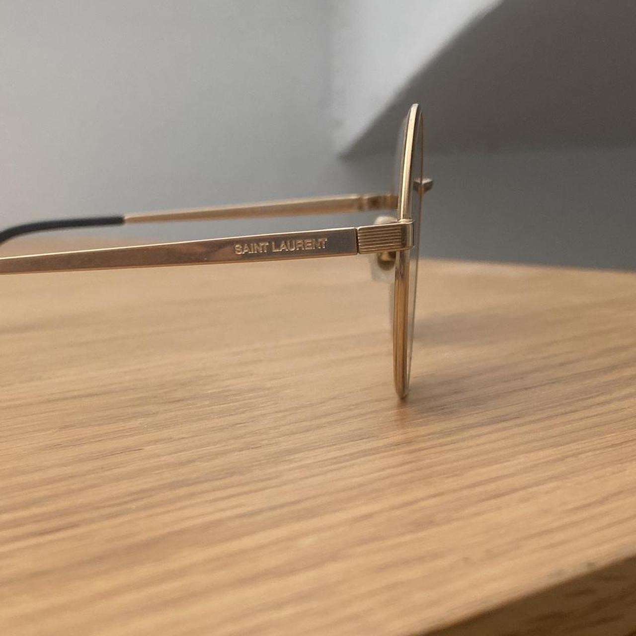 Saint Laurent SL136 004 Zero round sunglasses - gold... - Depop