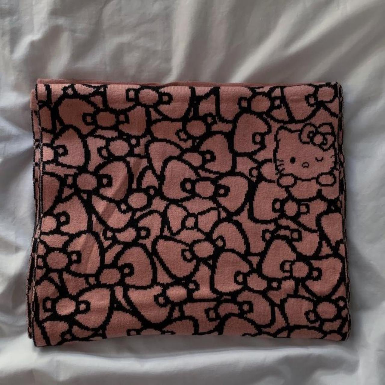 Pink and black reversible Hello Kitty scarf from... - Depop