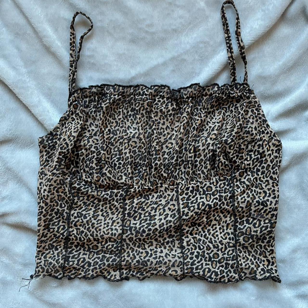 Mesh leopard print cami vest top Only worn a few... - Depop