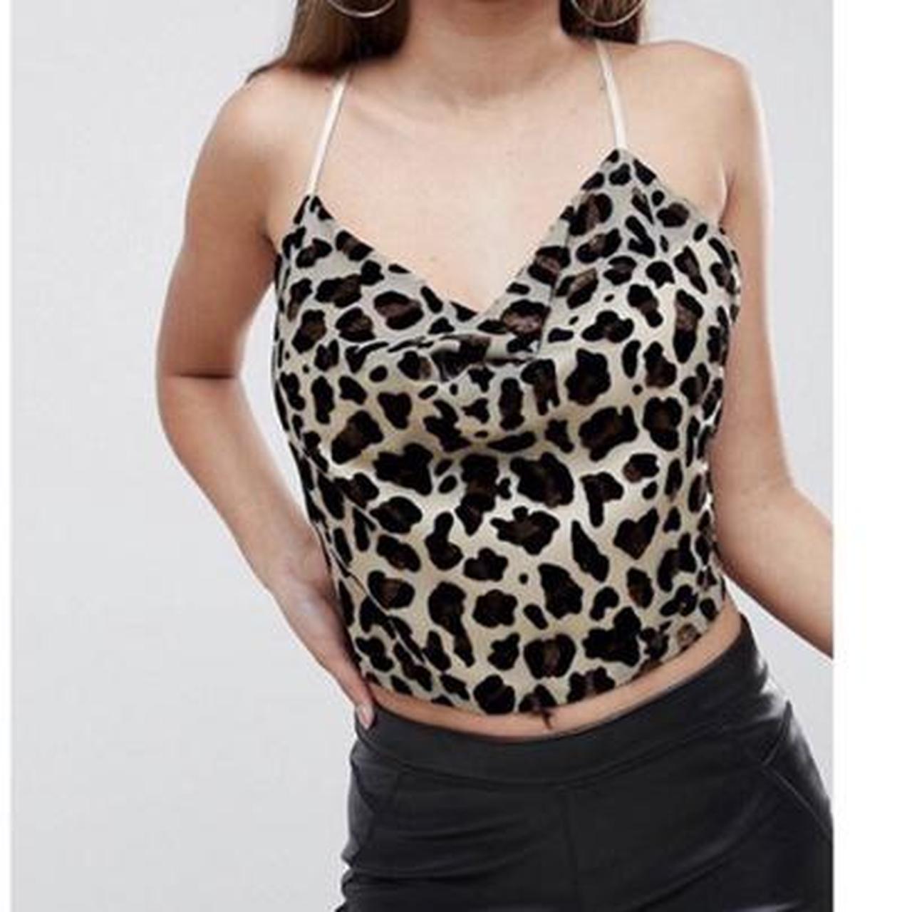 Leopard print backless top Worn once Paid... - Depop