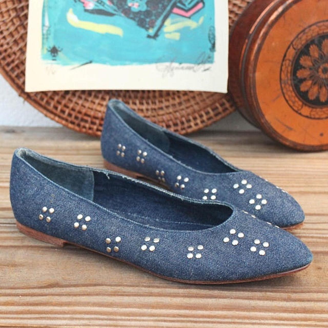 Gorgeous denim flats with silver studs. These were... - Depop