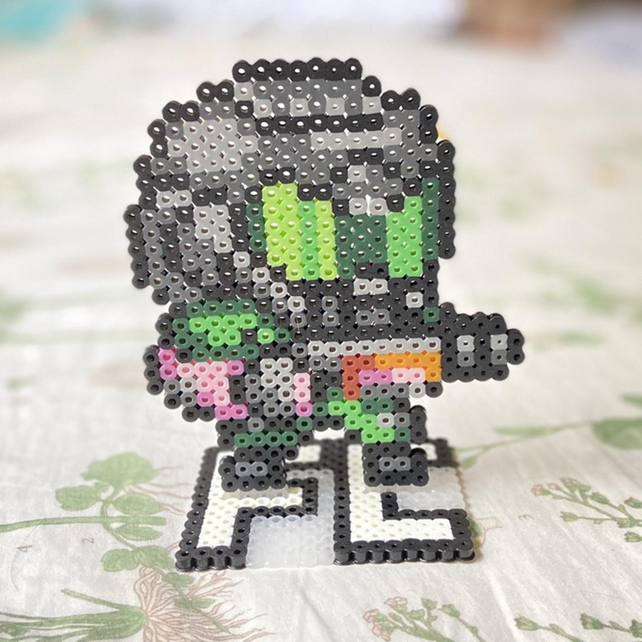 🌎 CUSTOM Doom Guy Figure Stand ~ Perler Bead... - Depop