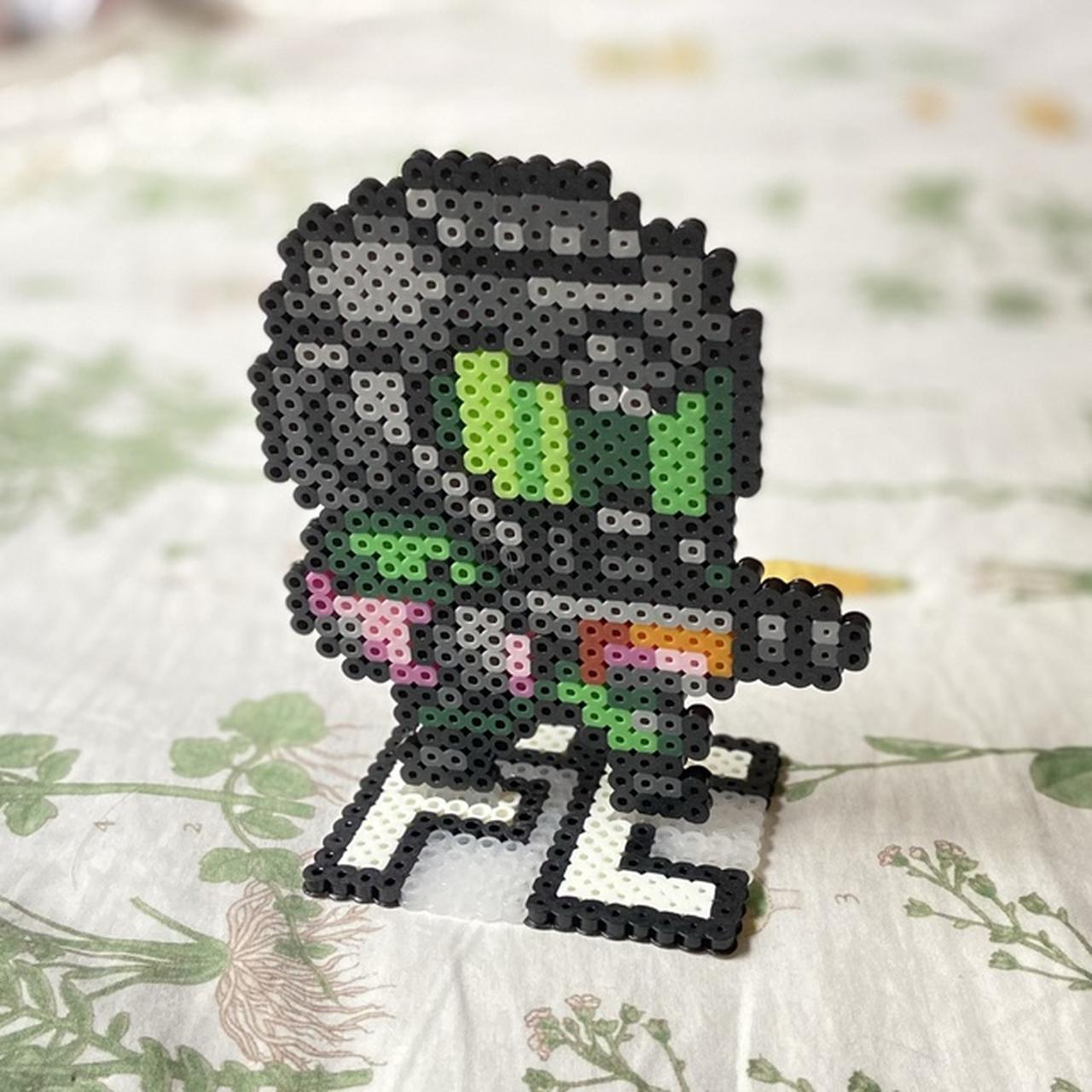 🌎 CUSTOM Doom Guy Figure Stand ~ Perler Bead... - Depop