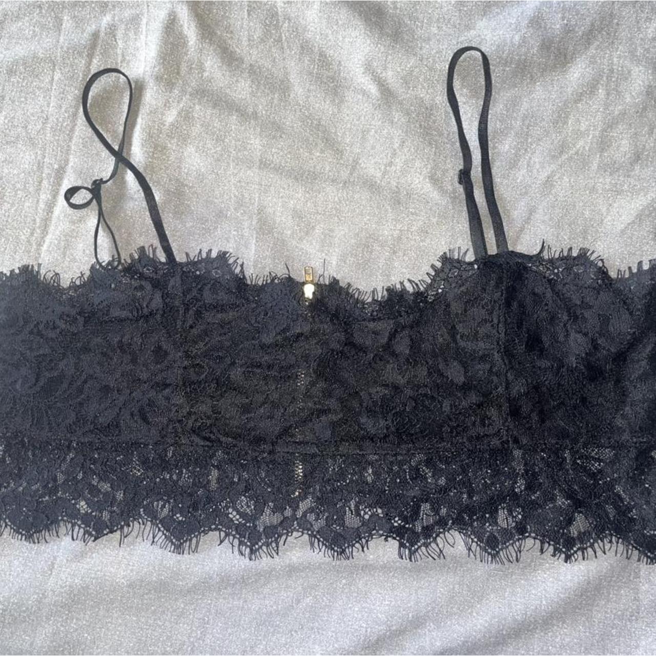 Black lace bralet bralette crop top With adjustable... - Depop