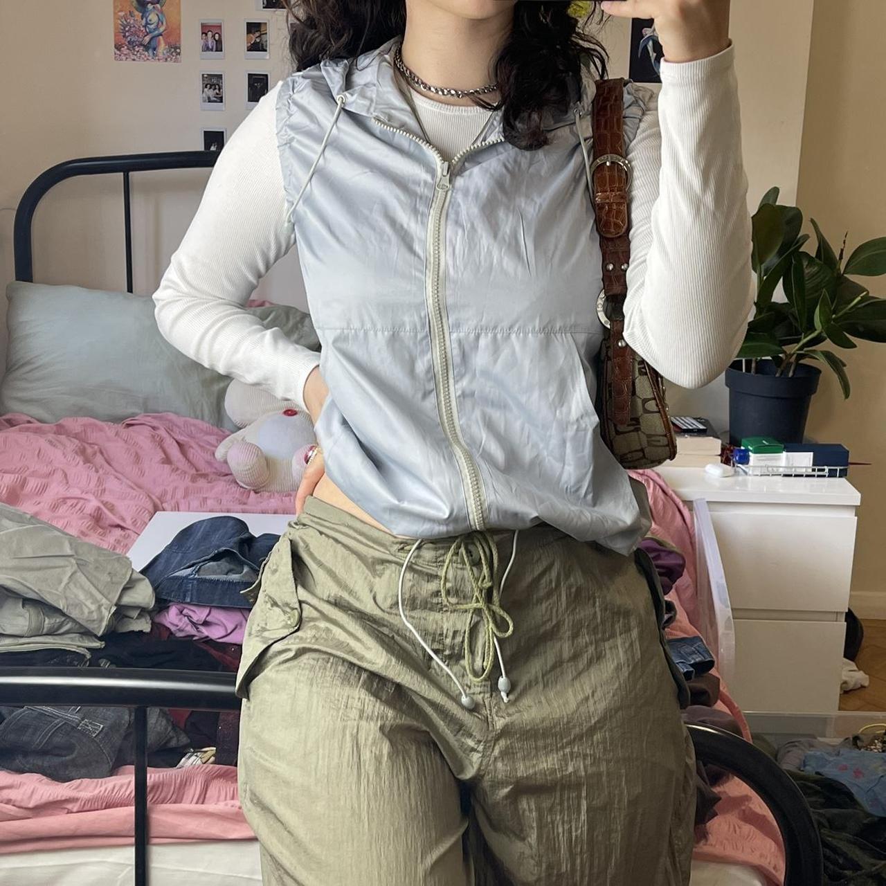 Y2k Grey Cargo Windbreaker Parachute Tracksuit Depop