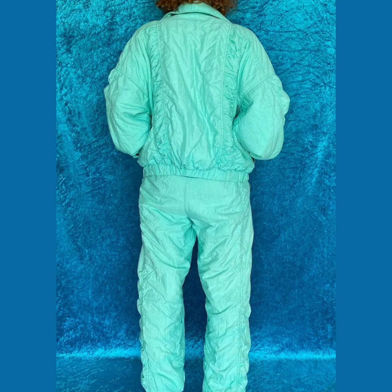 VINTAGE TURQUOISE SKI SUIT Ski jacket and trousers... - Depop