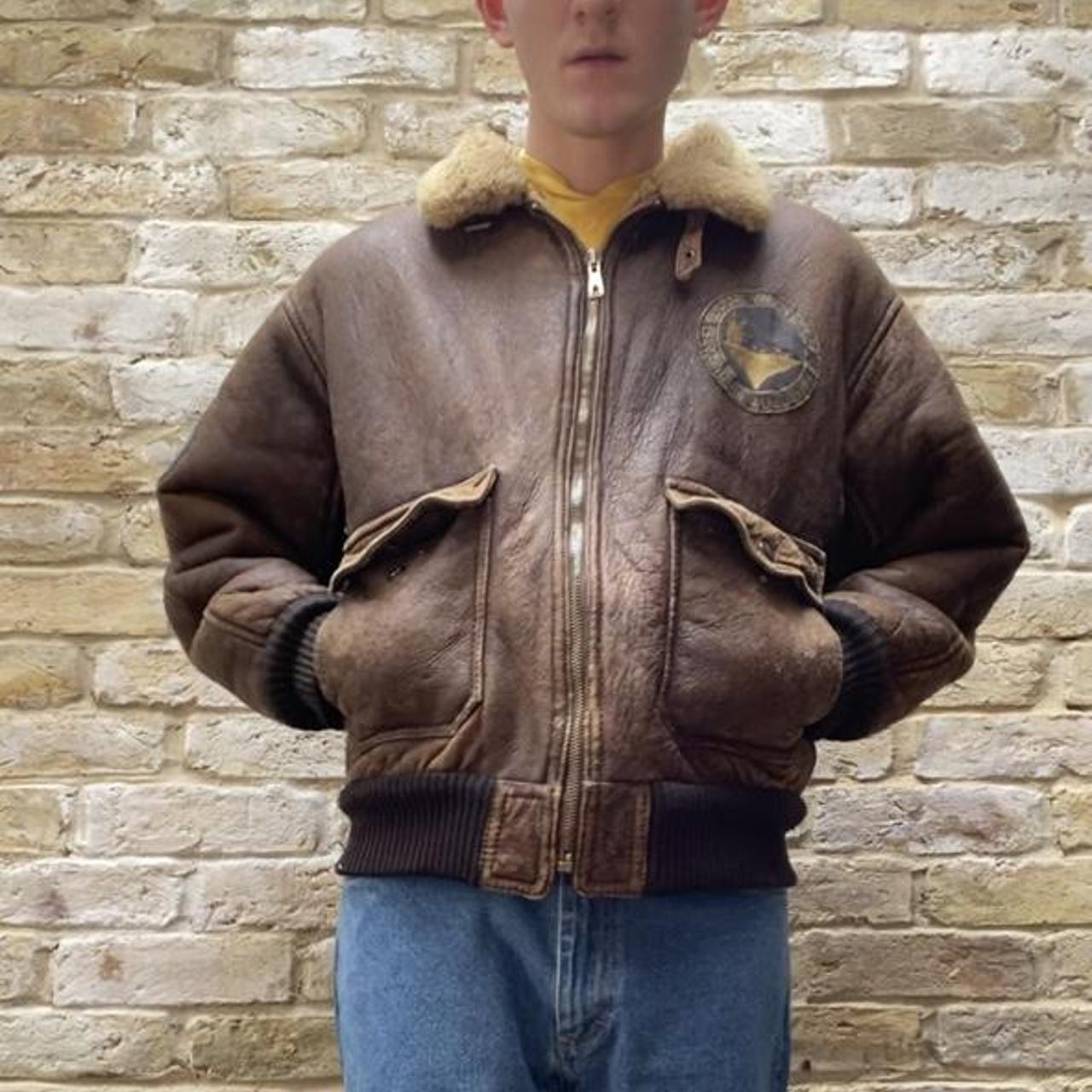 Authentic vintage flight jacket Real leather and... - Depop