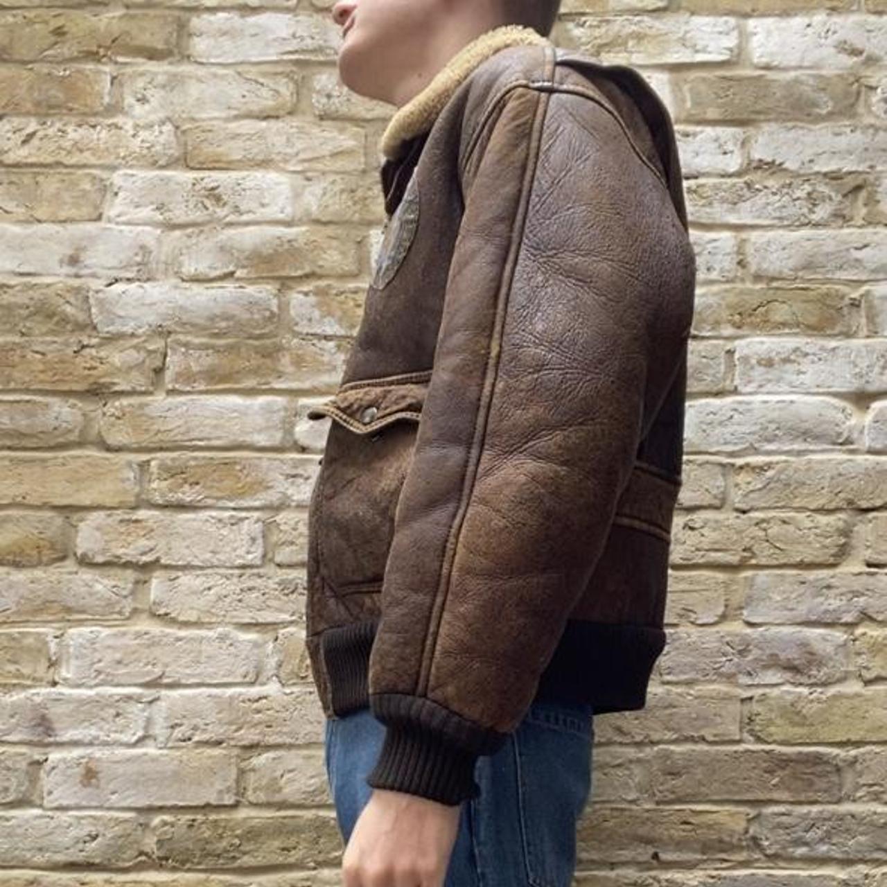 Authentic vintage flight jacket Real leather and... - Depop