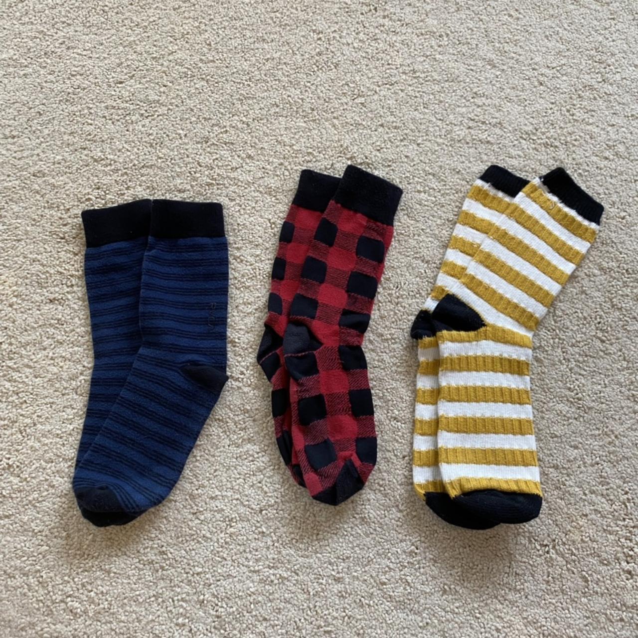 3 pairs of knit socks (all pairs included in... - Depop