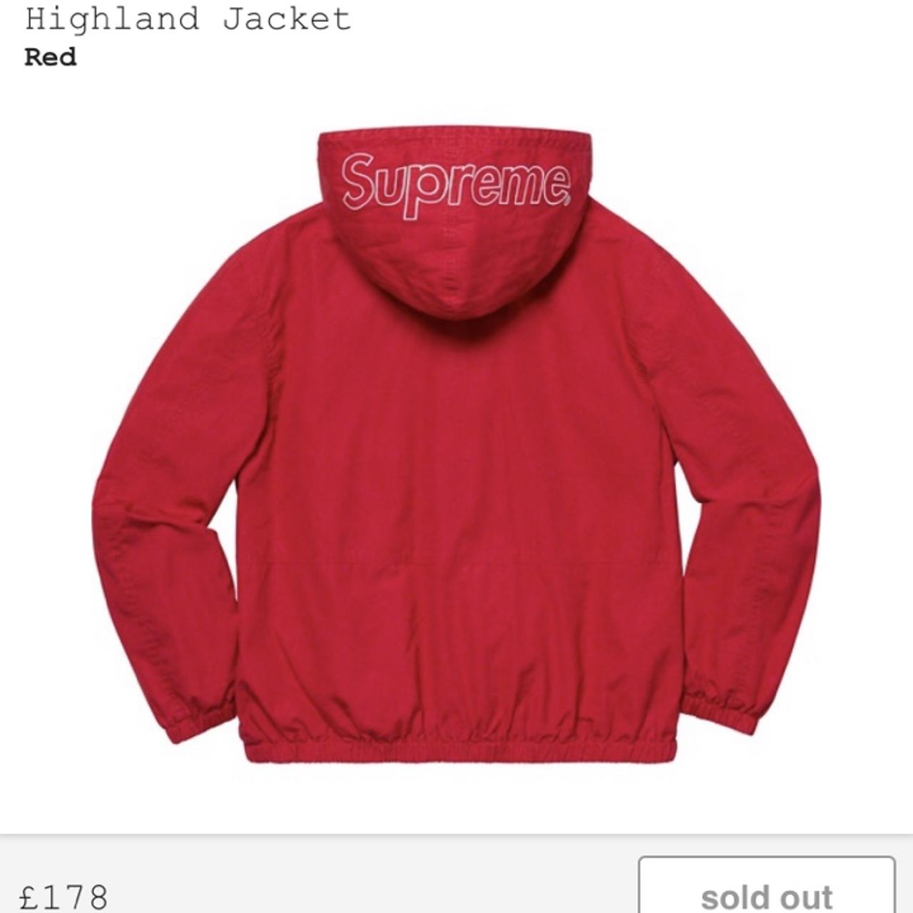 Supreme Highland Jacket Colour: Red Size:... - Depop