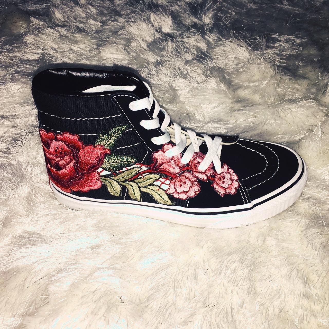 AUTHENTIC rose embroidered vans . ... - Depop