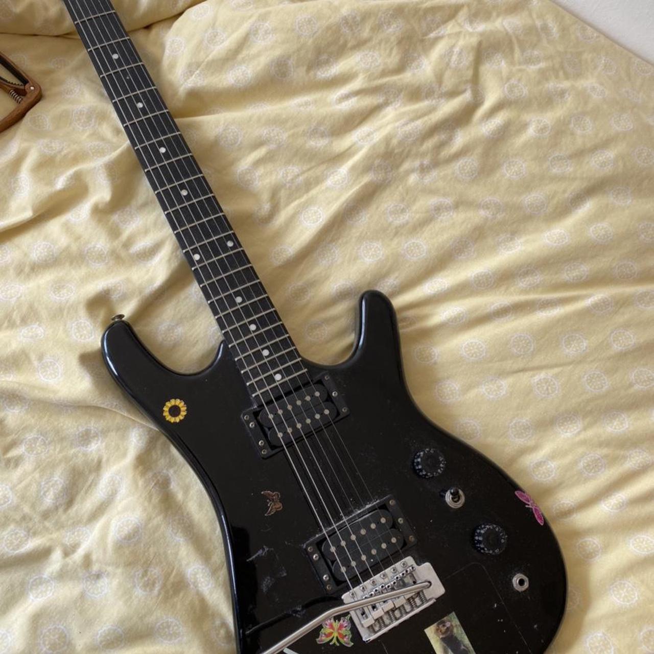 black electric guitar! preloved and everything still... - Depop