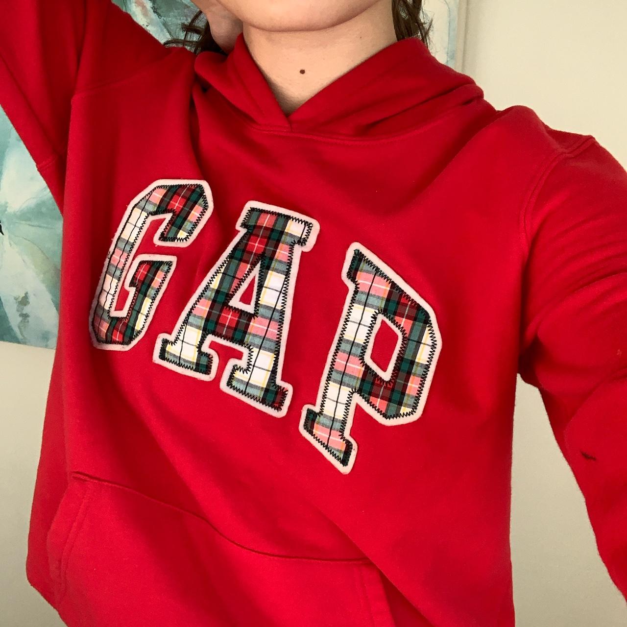 Insane and super unique red GAP hoodie. Haven’t seen... - Depop