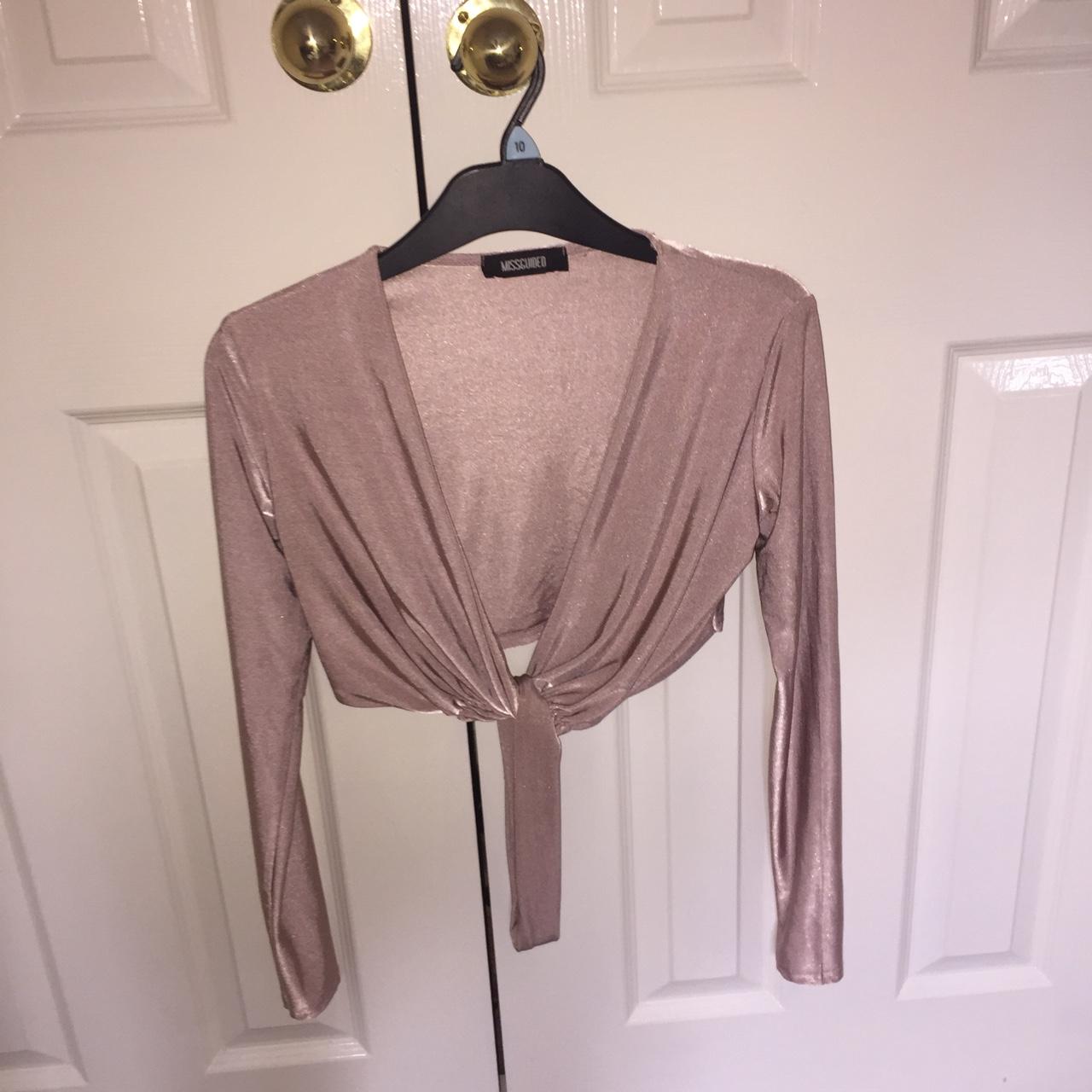 MISSGUIDED Pink slinky crop top with waist... - Depop
