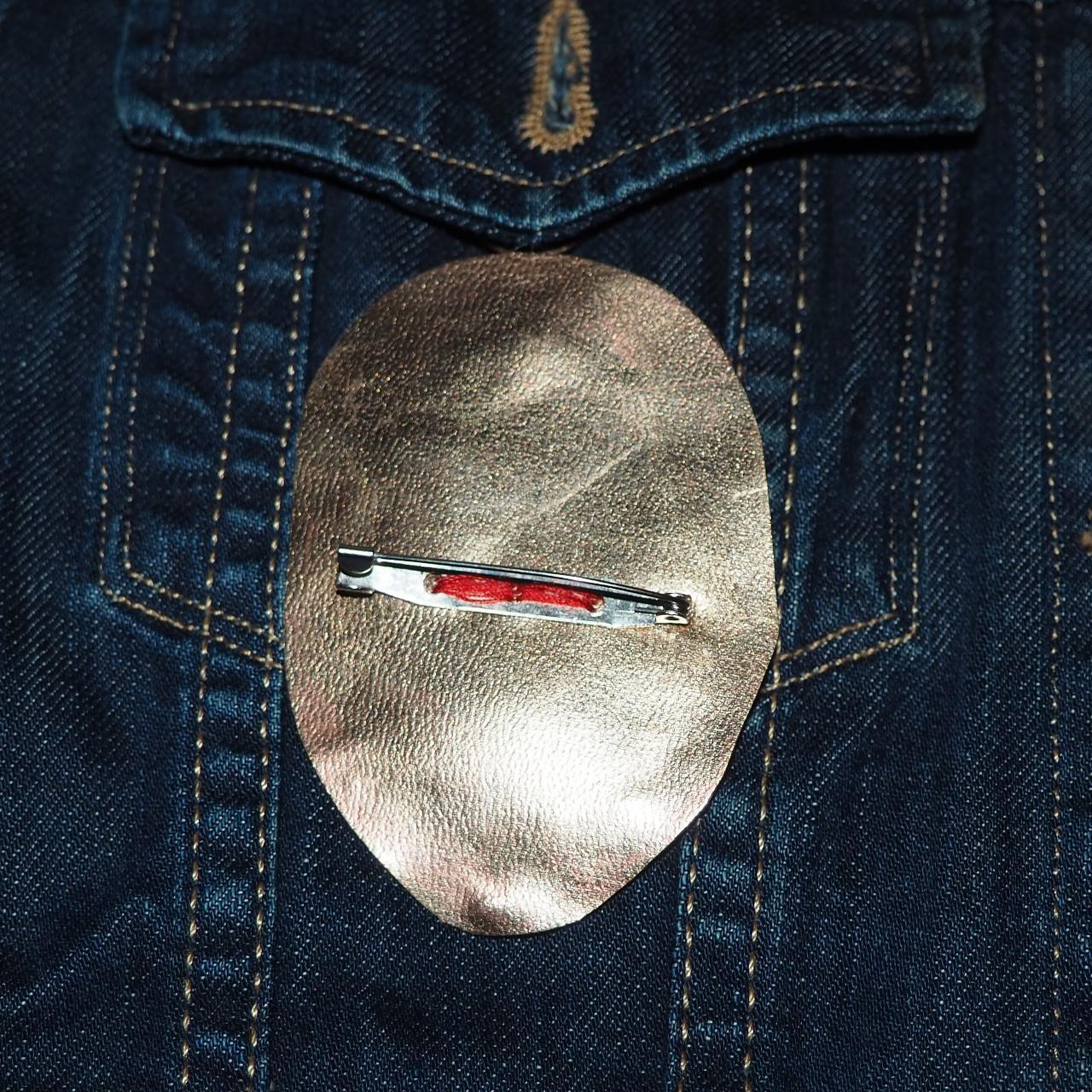 Handmade badge. Painted in acrylic, covered in... - Depop