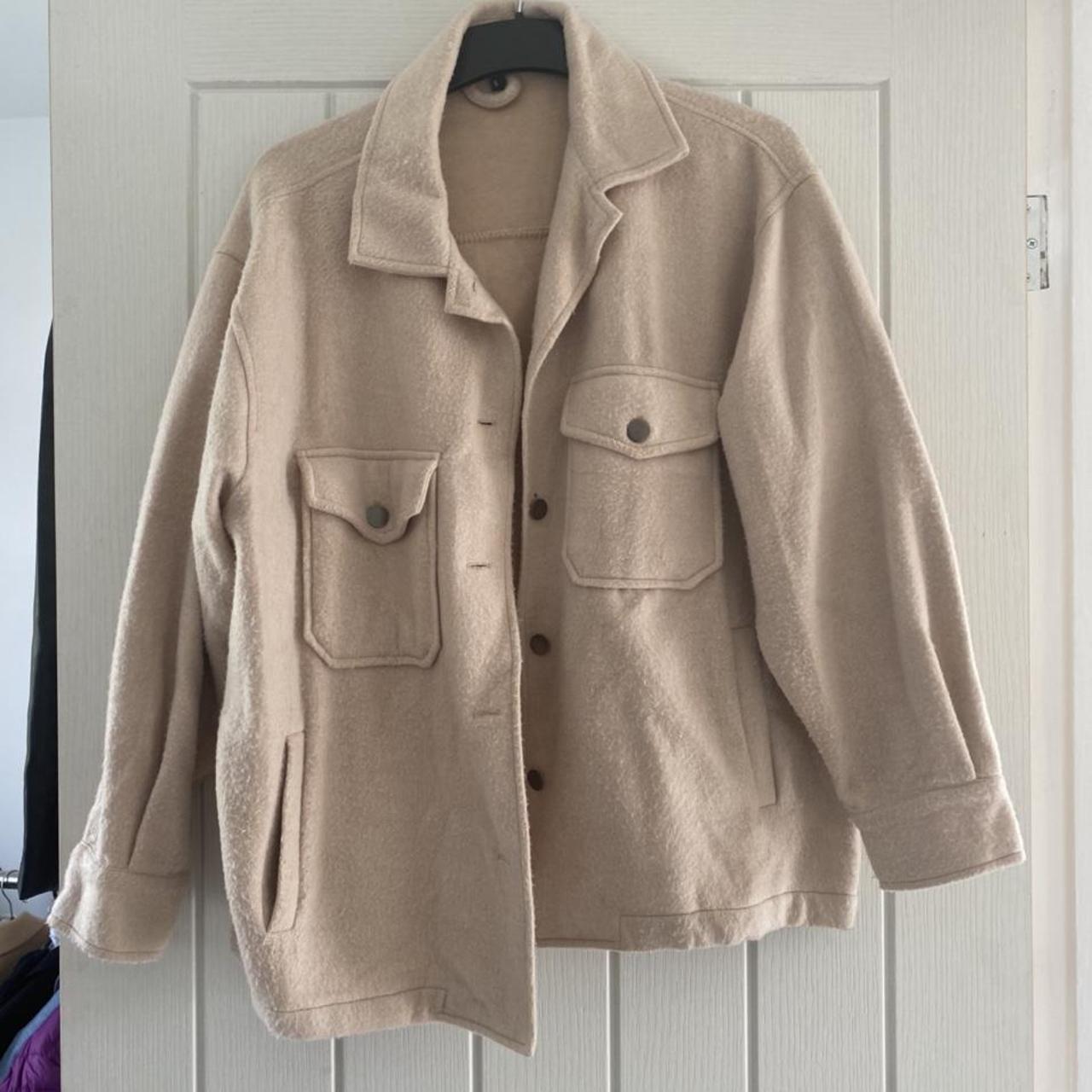 Boohoo cream/beige shirt jacket, size S. Only worn a... - Depop