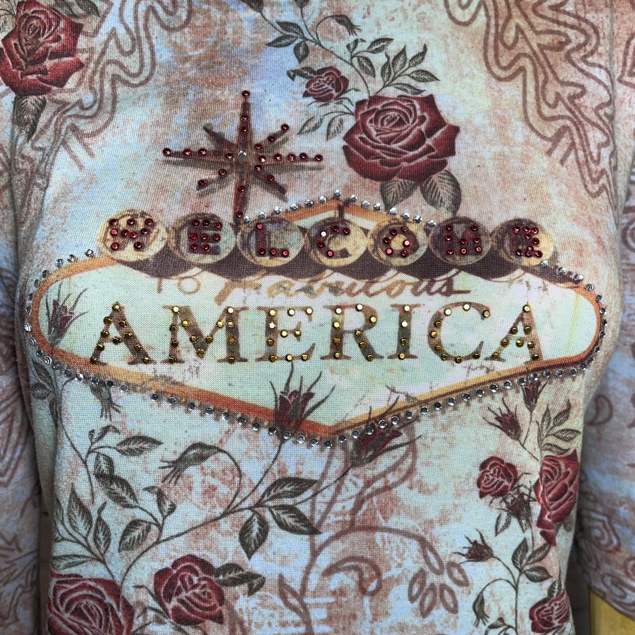 🥀 Cyber Y2K Welcome America Sign Studded Rhinestones... - Depop