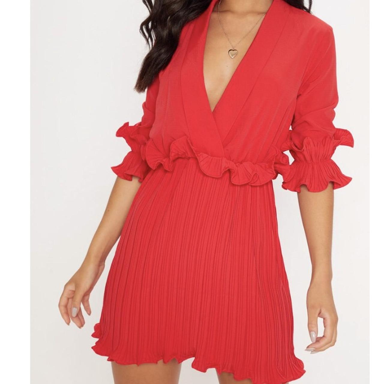 PLT Red dress, uk size 6. Worn once for a few hours,... - Depop