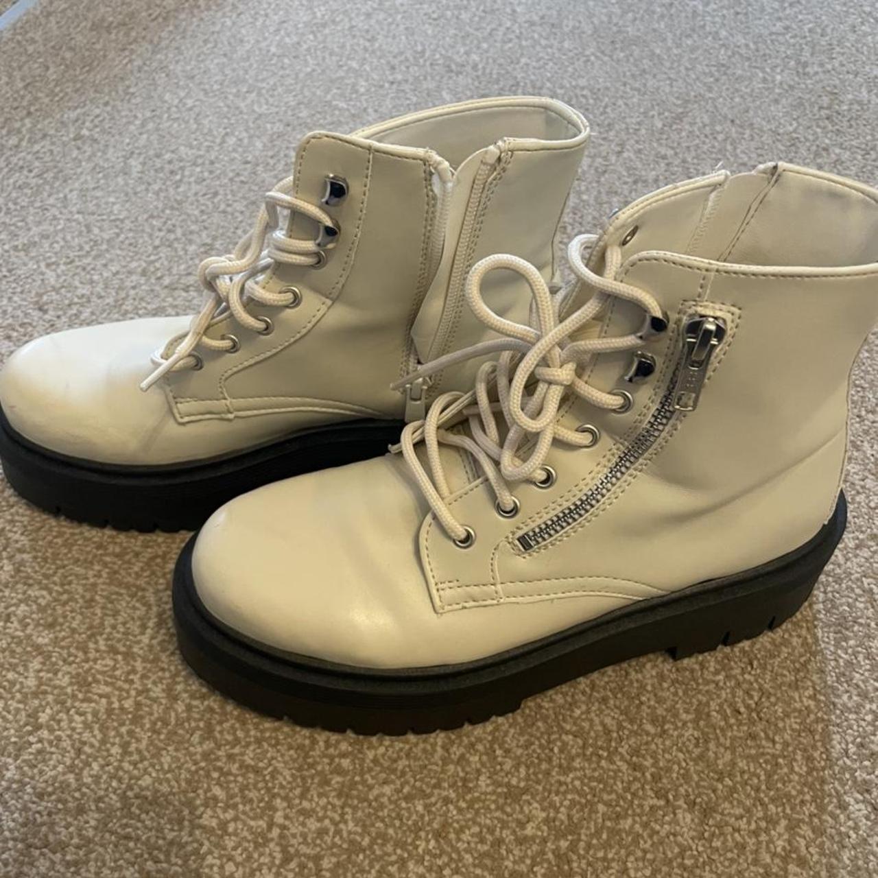 Topshop platform biker boots Size 5 Worn once - Depop