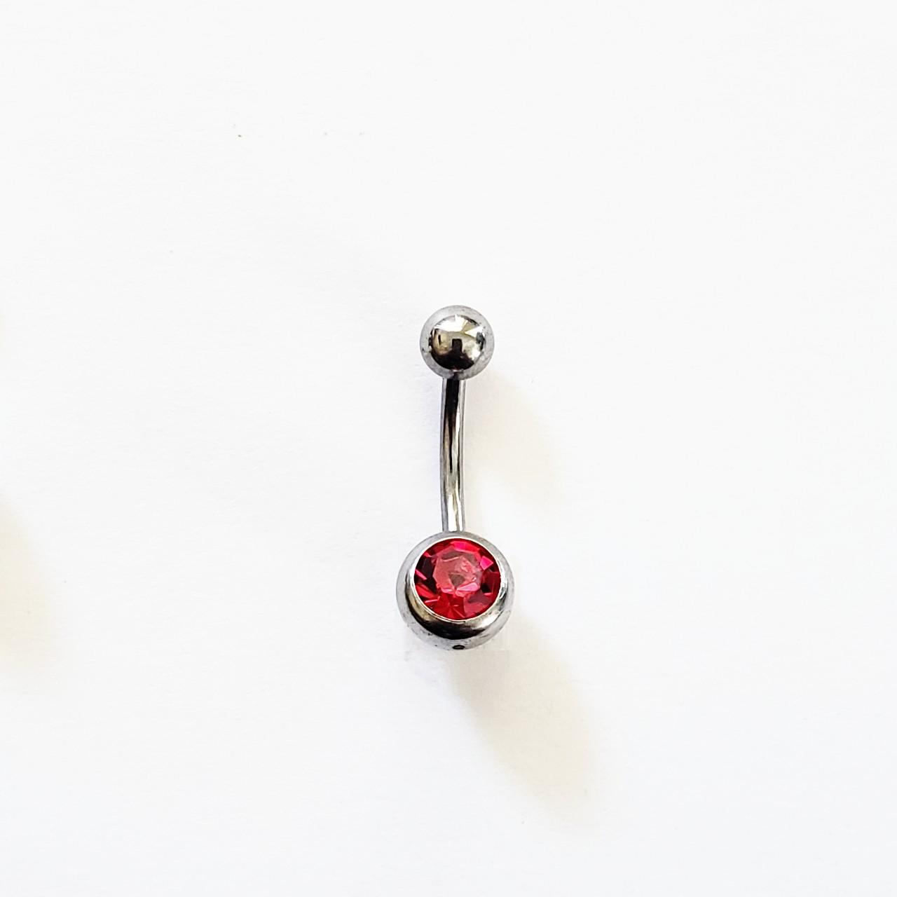 Red gem belly ring navel piercing materials used:... - Depop