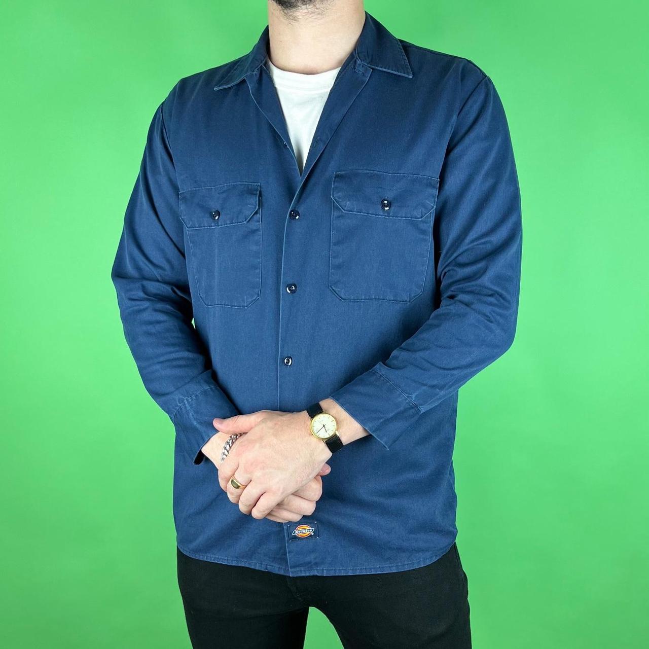 Vintage Dickies Work Shirt Navy Colourway Branding Depop