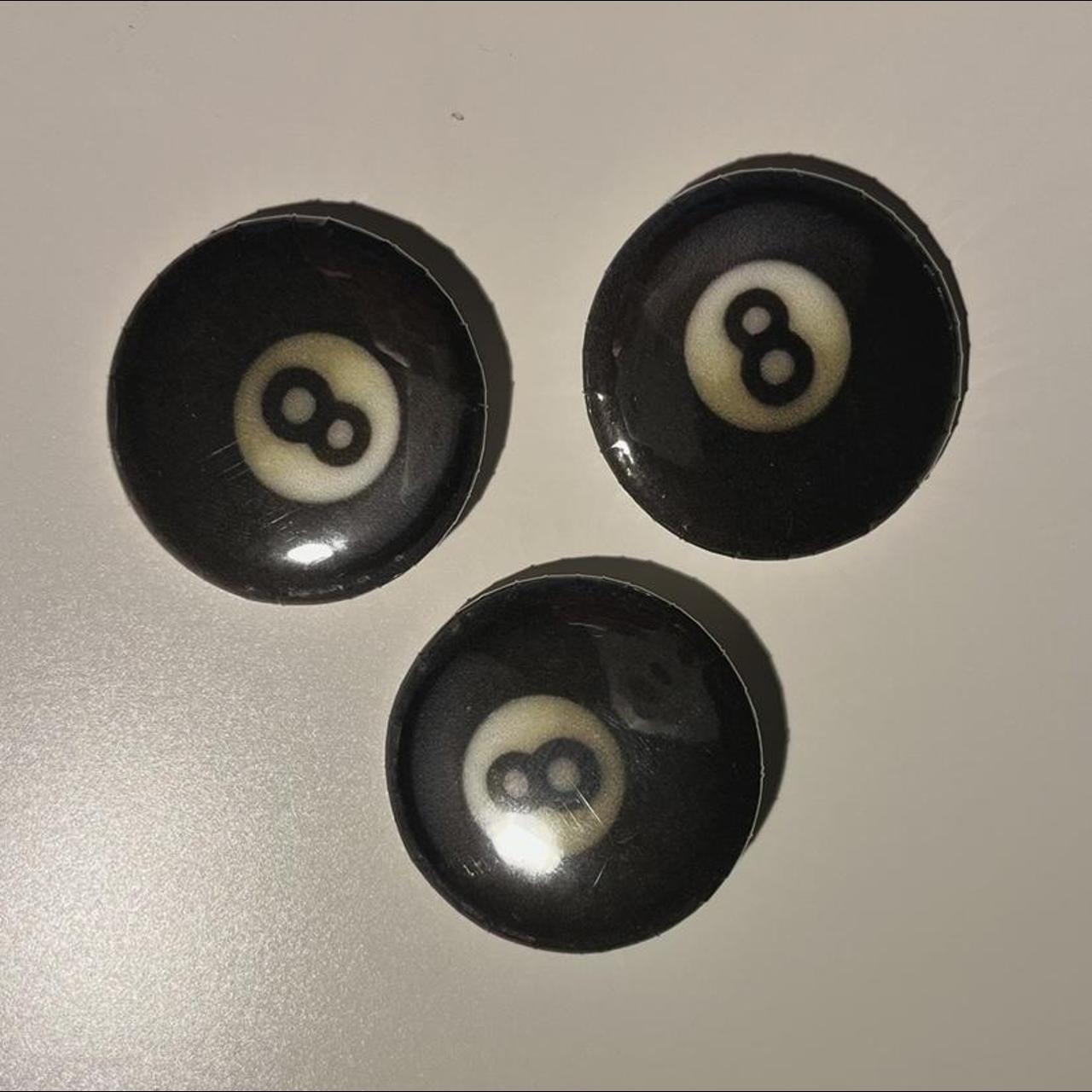 magic 8 ball button/pin 1.25” diameter, compared to... - Depop